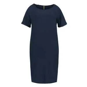 CONQUISTA Navy Punto Di Roma Short Sleeve Dress With Pockets - Blue