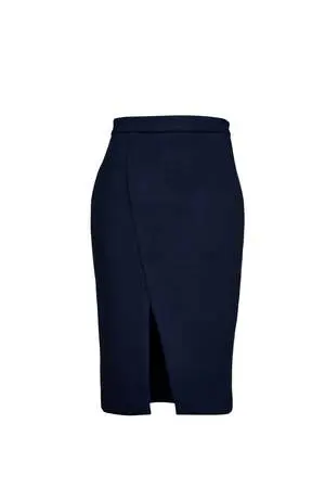 CONQUISTA Navy Mouflon Pencil Skirt - Blue