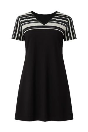 CONQUISTA Stripe Detail A Line Dress - Black
