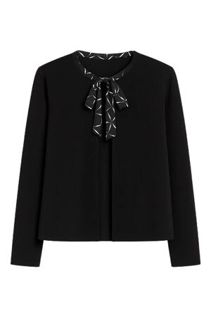 CONQUISTA Cardigan With Pattern Detail - Black
