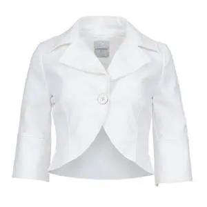 CONQUISTA Elegant Cropped Jacket With Unique Button Detailing - White