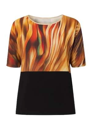 CONQUISTA Abstract Animal Print Top - Black