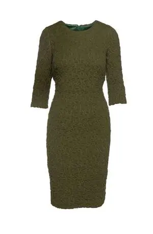 CONQUISTA Neutrals Khaki Jacquard Dress Fashion - Yellow