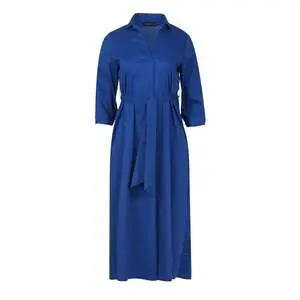 CONQUISTA Royal Midi Dress With Belt - Blue
