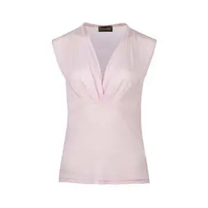 CONQUISTA Rose Semi Sheer Tie Detail Top - Pink