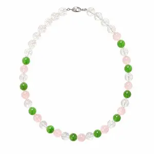 ORMIRO Secret Garden Rose Quartz & Crystal Beaded Necklace - Green
