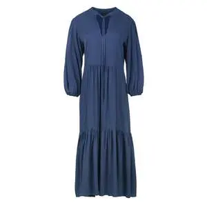 CONQUISTA Navy Midi Dress With Ties - Blue