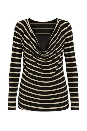 CONQUISTA Striped Layer Top - Black