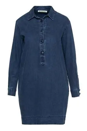 CONQUISTA Denim Shirt Dress Fashion - Blue