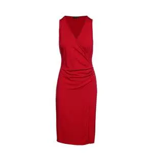 CONQUISTA Wrap Style Sleeveless Dress - Red
