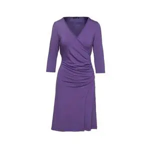 CONQUISTA Faux Wrap Wool Dress In Jersey Fabric - Blue