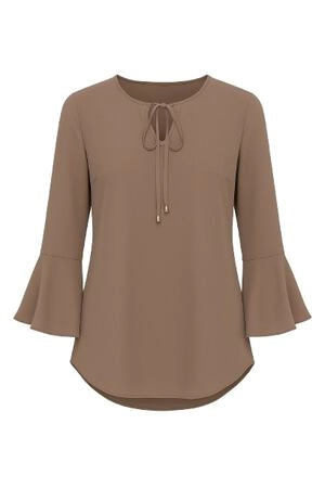 CONQUISTA Iron Flounce Sleeve Top By - Brown