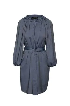 CONQUISTA Belted Denim Style Dress - Blue
