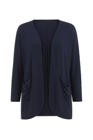 CONQUISTA Long Sleeve Cardigan With Pockets - Blue