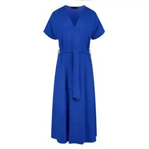 CONQUISTA Royal Belted Midi Dress - Blue