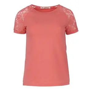 CONQUISTA Coral Top With Short Lace Sleeves - Pink