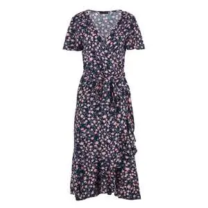 CONQUISTA Blooming Midnight Viscose Midi Dress - Pink