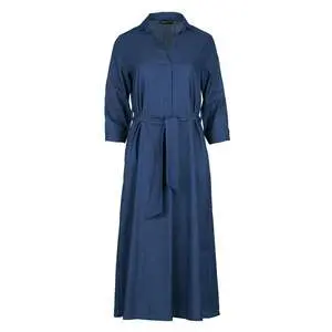 CONQUISTA Sky Midi Dress With Belt - Blue
