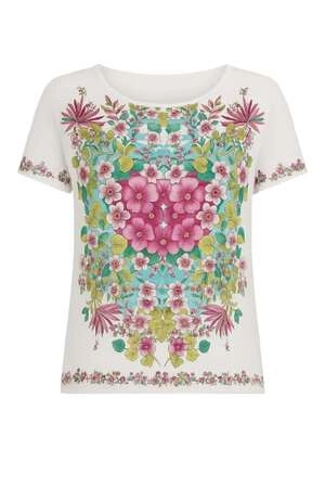 CONQUISTA Floral Sleeveless Top - White