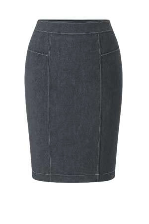 CONQUISTA Stitch Detail Straight Casual Skirt - Grey