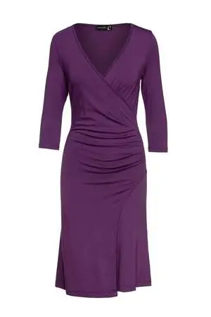CONQUISTA Aubergine Faux Wrap Dress - Purple