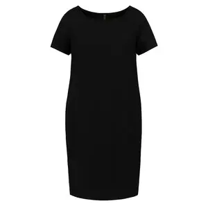 CONQUISTA Sack Style Punto Di Roma Short Sleeve Dress - Black