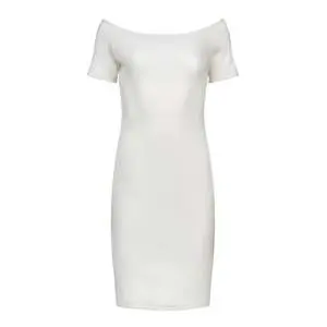 CONQUISTA Neutrals Classic Off-shoulder Fitted Dress - White