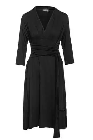 CONQUISTA Empire Line Dress With Belt - Black