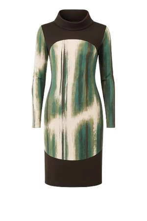 CONQUISTA Print & Solid Colour Dress - Green