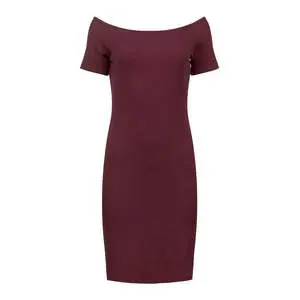 CONQUISTA Rich Burgundy Off-shoulder Fitted Dress - Red