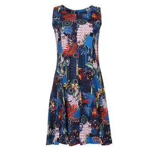 CONQUISTA Navy Flora Print Cloche Dress - Blue