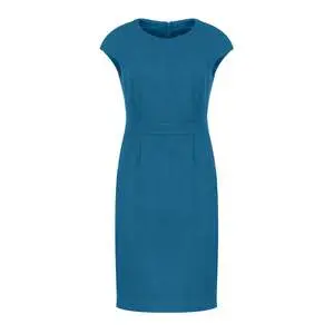CONQUISTA Fitted Petrol Dress With Cap Sleeves - Blue