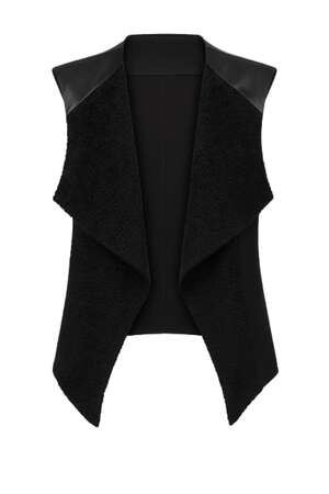 CONQUISTA Astrakhan Winter Vest With Faux Leather Detail