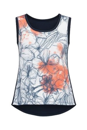 CONQUISTA Sleeveless Jersey Top With Multicoloured Print - Blue