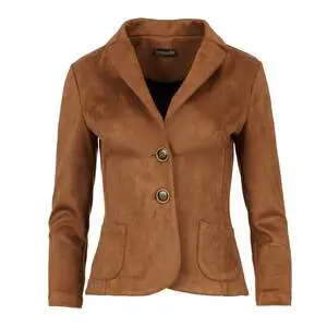 CONQUISTA Suede-look Fitted Jacket - Brown