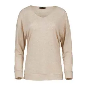 CONQUISTA Neutrals Melange Long Sleeve Knit Top - Beige