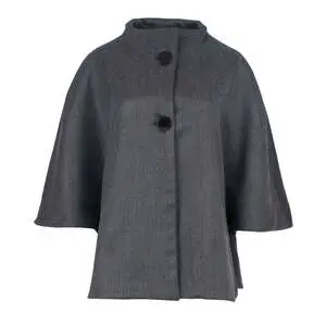 CONQUISTA Dark Wool Cape With Short Sleeves