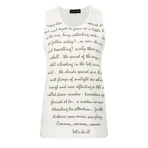 CONQUISTA Neutrals Literary Script Sleeveless Tank Top