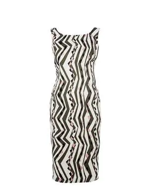 CONQUISTA Straight Print Dress Fashion - Green