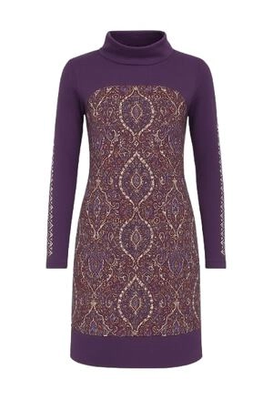 CONQUISTA Straight Print Mini Dress - Purple