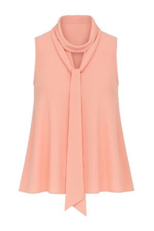 CONQUISTA Peach Sleeveless Top With Tie Neck - Orange