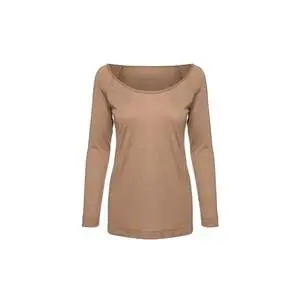 CONQUISTA Cashmere Blend Long Sleeve Top - Brown