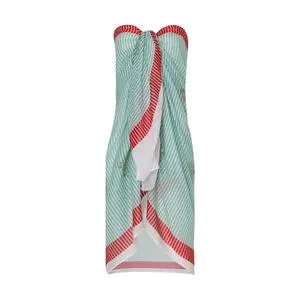 DHARA SHETH, DUBAI Red Sage Bloom Resort Tube-style Cotton Sarong Seagreen & Multicolour - Green/red