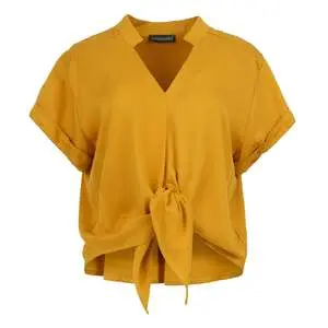 CONQUISTA Golden Hour Viscose Tie-front Blouse