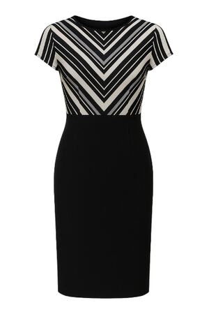 CONQUISTA Stripe Detail Straight Dress - Black
