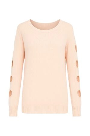 CONQUISTA Hole Detail Loose Apricot Sweater - Orange