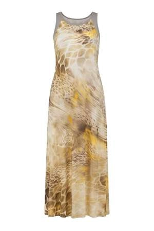 CONQUISTA Abstract Animal Print Maxi Dress - Brown