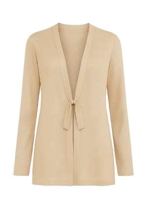 CONQUISTA Neutrals Open Front Linen Cardigan - Beige