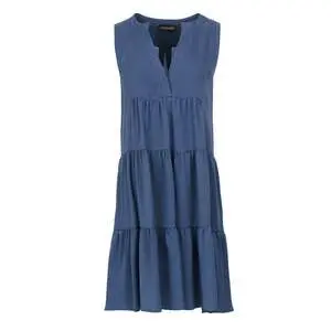 CONQUISTA Sleeveless Indigo A Line Dress - Blue
