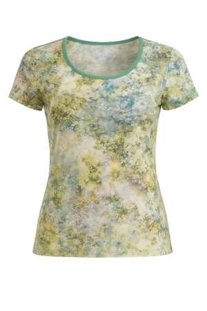 CONQUISTA Floral Short Sleeve Top - Green
